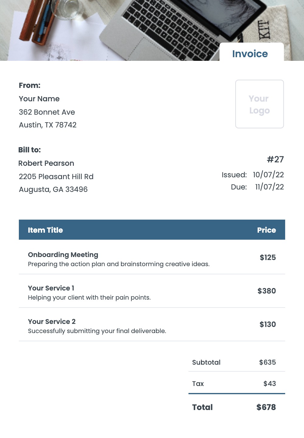 Graphic Design Invoice Template Kosmo