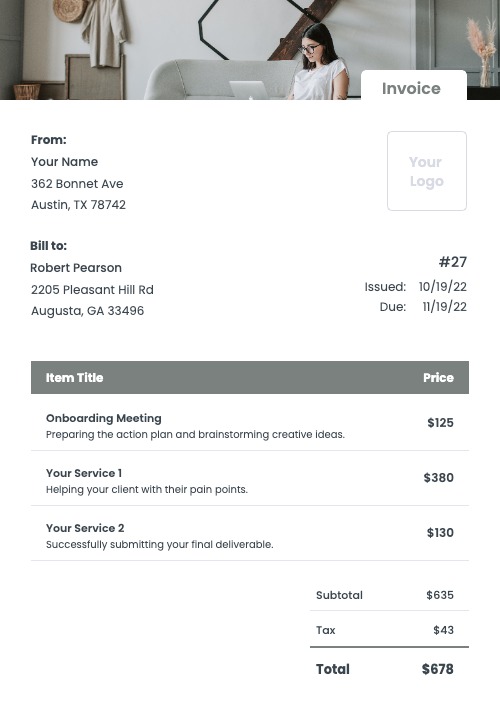Content Creator Invoice Templates Kosmo