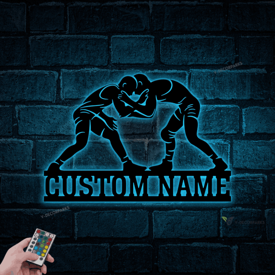 Personalized Wrestling Metal Sign Led Lights, House Decor, Gift For ...