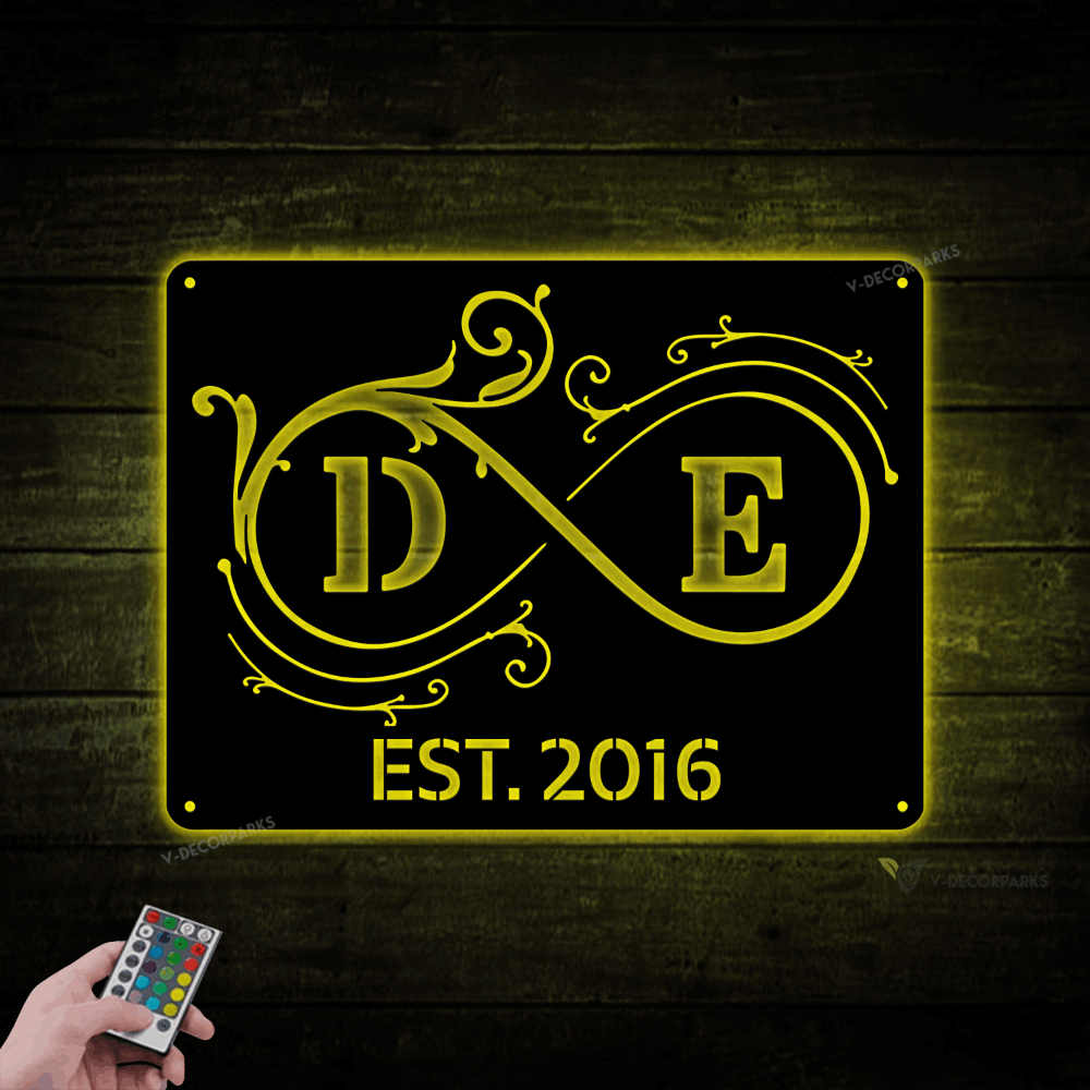 Personalized Wedding Metal Sign With Led Lights, Couple Sign Art ...