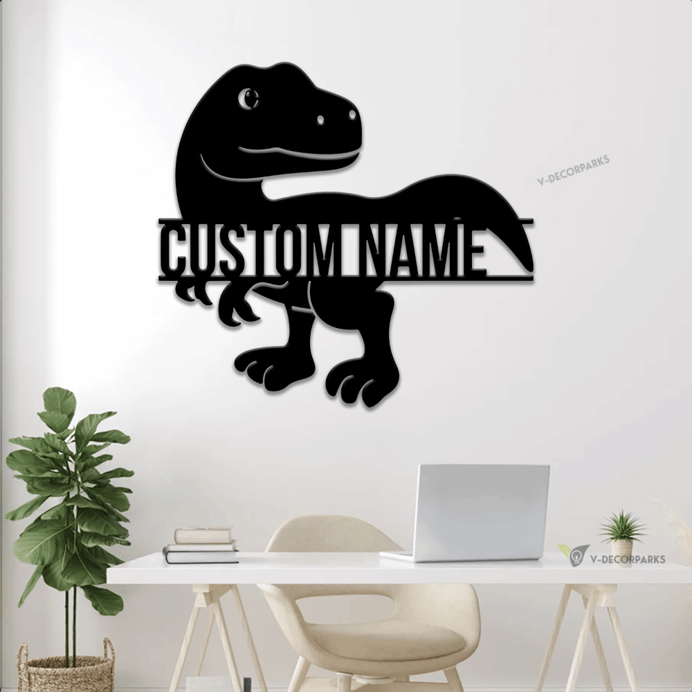 Personalized T Rex Dinosaur Metal Sign With Led Lights, Funny Dino ...