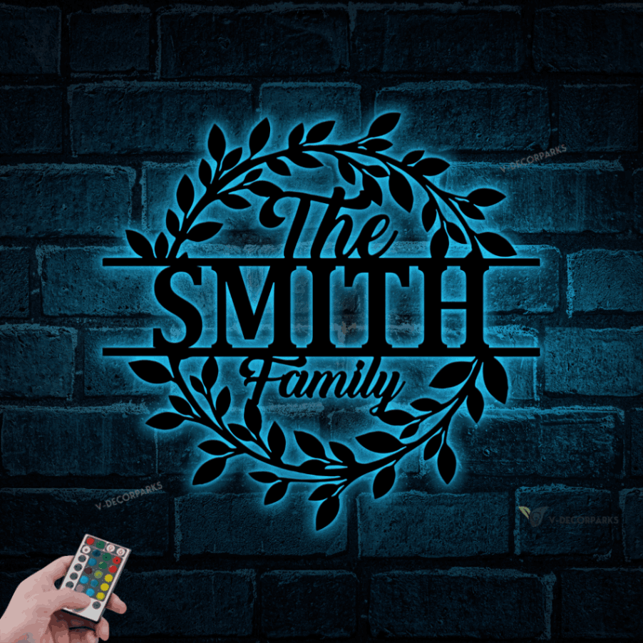 Weatherproof Custom Circle Monogram House Sign With Led Lights ...