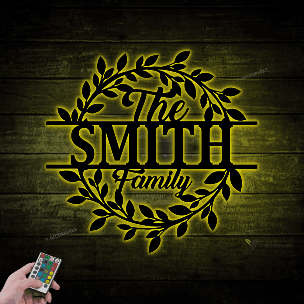 Weatherproof Custom Circle Monogram House Sign With Led Lights ...