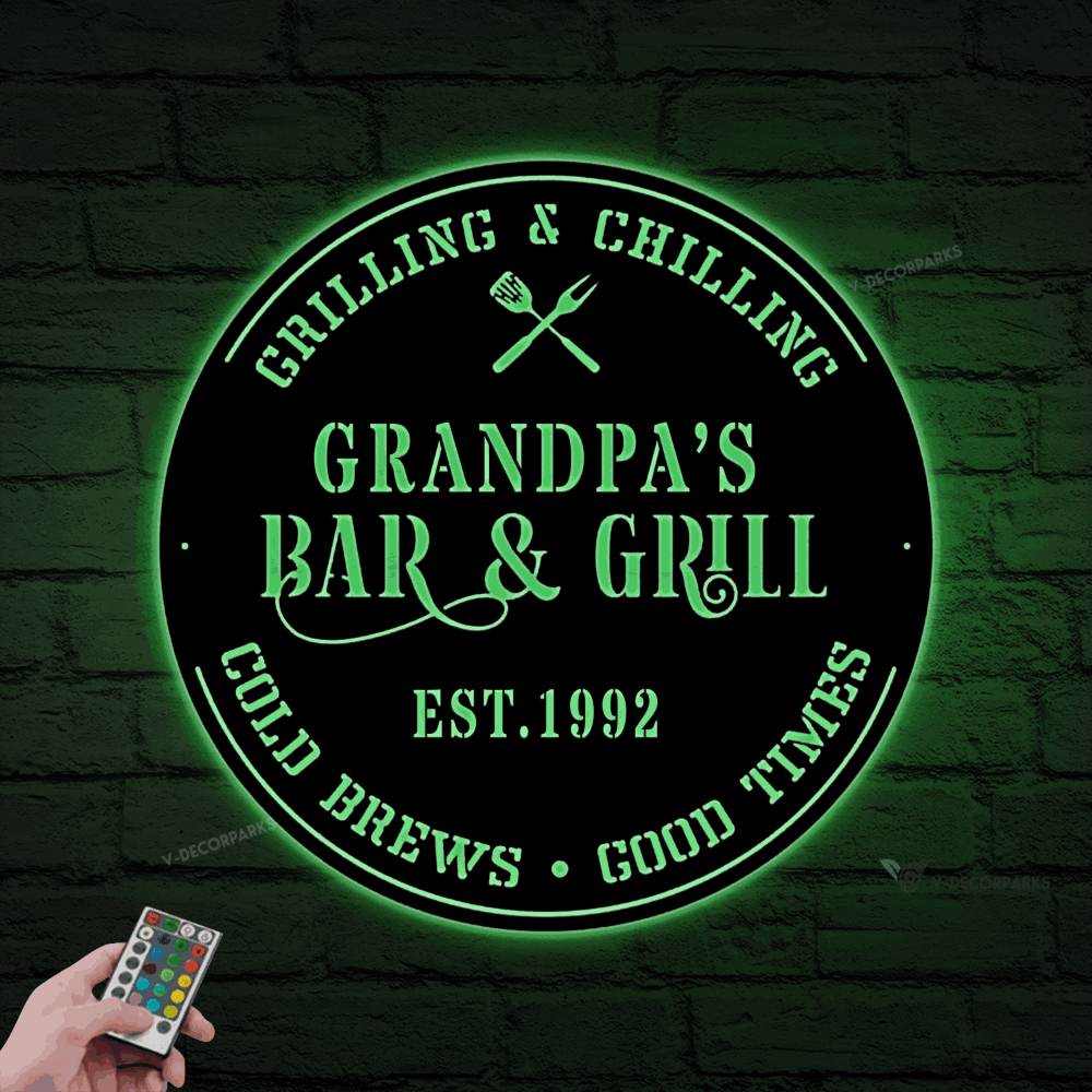 Personalized Grilling And Chilling Sign With Led Lights, Custom ...