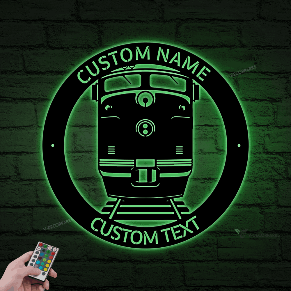 Personalized Train Metal Wall With Led Lights, Custom Train Engineer ...