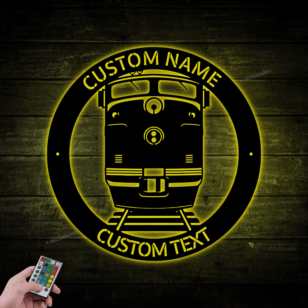 Personalized Train Metal Wall With Led Lights, Custom Train Engineer ...