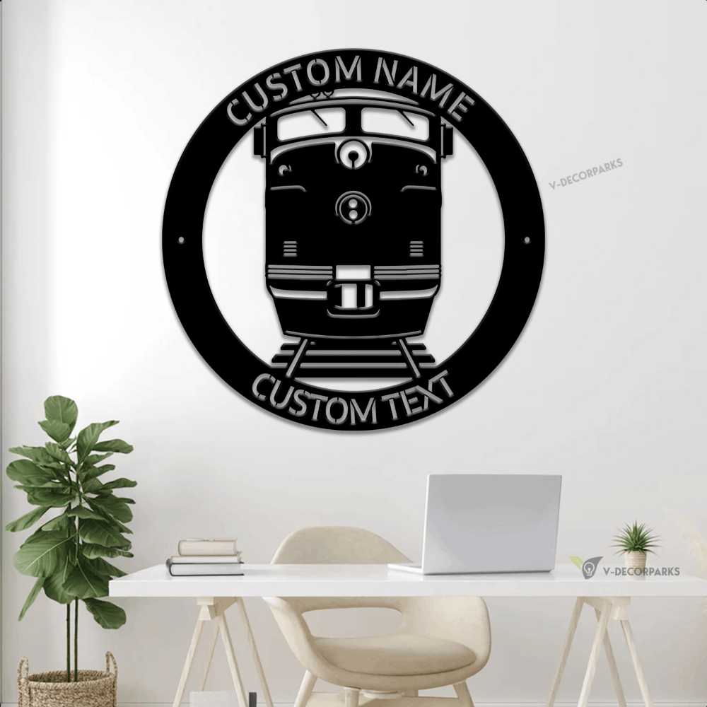 Personalized Train Metal Wall With Led Lights, Custom Train Engineer ...