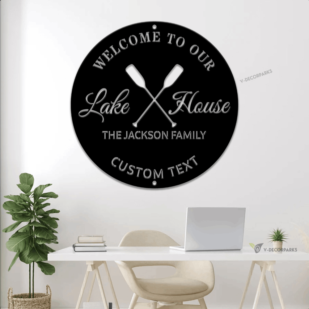 Personalized Lake House Metal Sign With Led Light, Lake House Sign ...