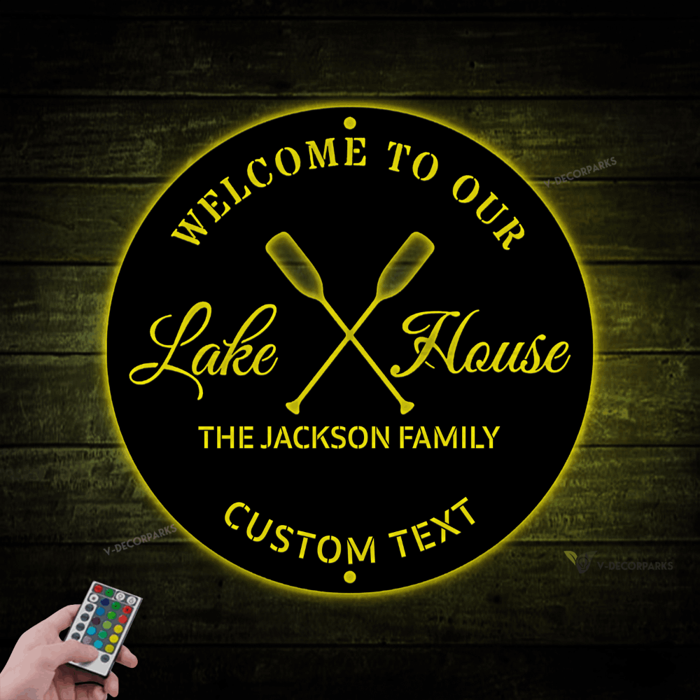 Personalized Lake House Metal Sign With Led Light, Lake House Sign ...
