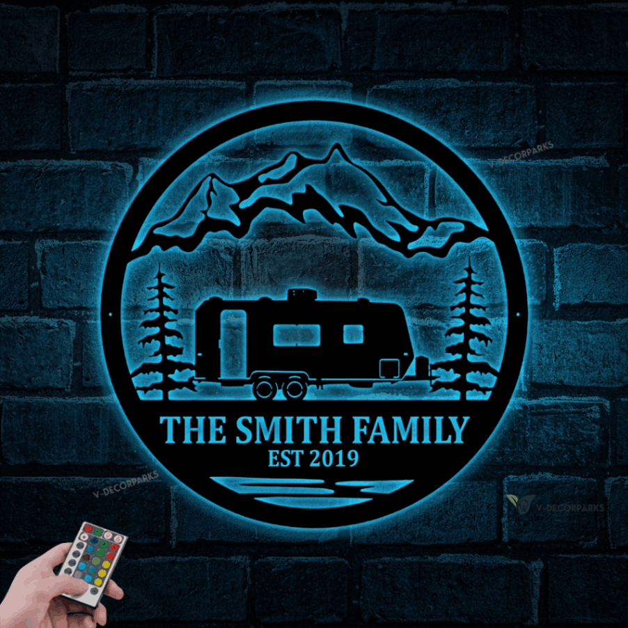 Personalized Rv Trailer Mountain Camper Metal Sign With Led Light ...