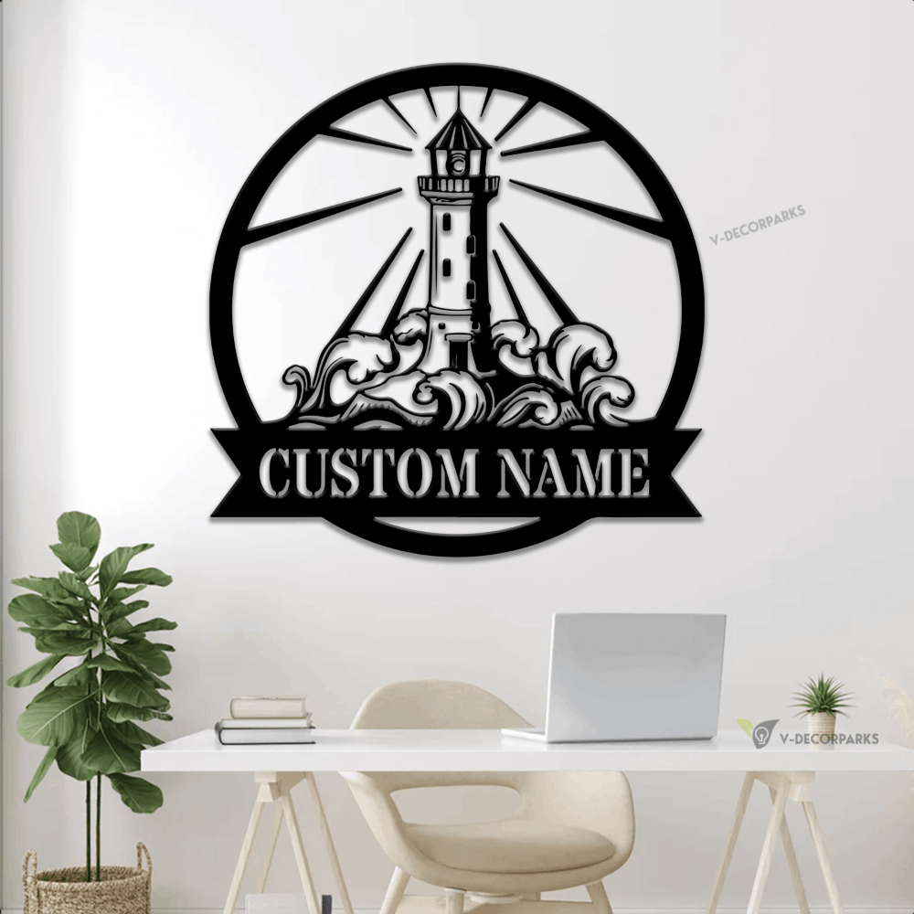 Personalized Lighthouse Metal Sign With Led Lights, The Lighthouse Home ...