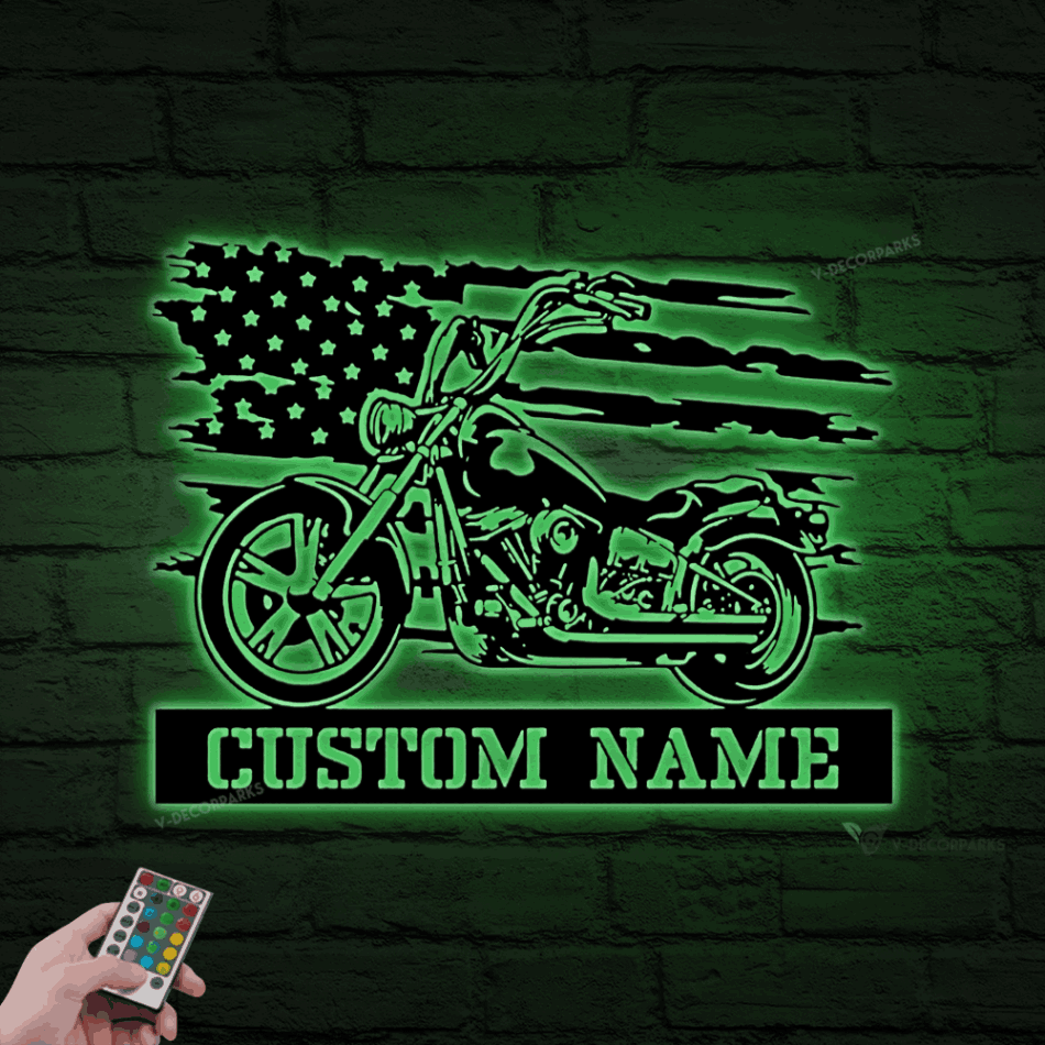 Personalized Motorcycle Metal Sign With Led Lights, Motorcycle Metal ...