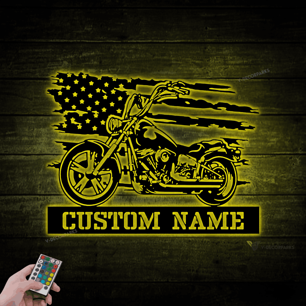 Personalized Motorcycle Metal Sign With Led Lights, Motorcycle Metal ...