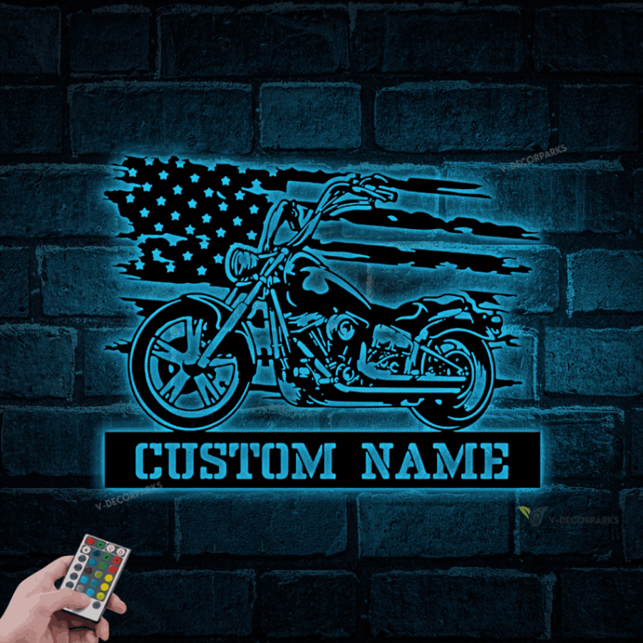 Personalized Motorcycle Metal Sign With Led Lights, Motorcycle Metal ...