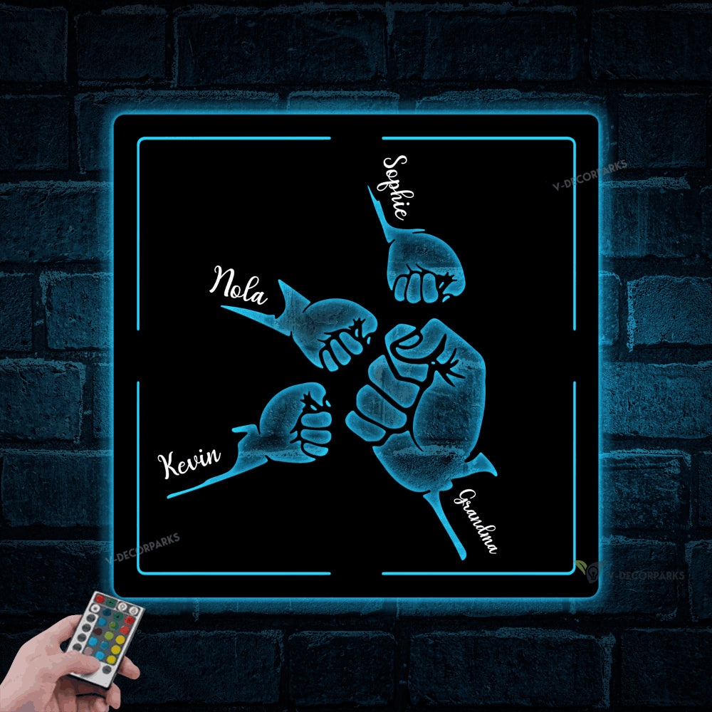 Personalized Fist Bump Dad And Kids Metal Led Lights, Father's Day Gift ...
