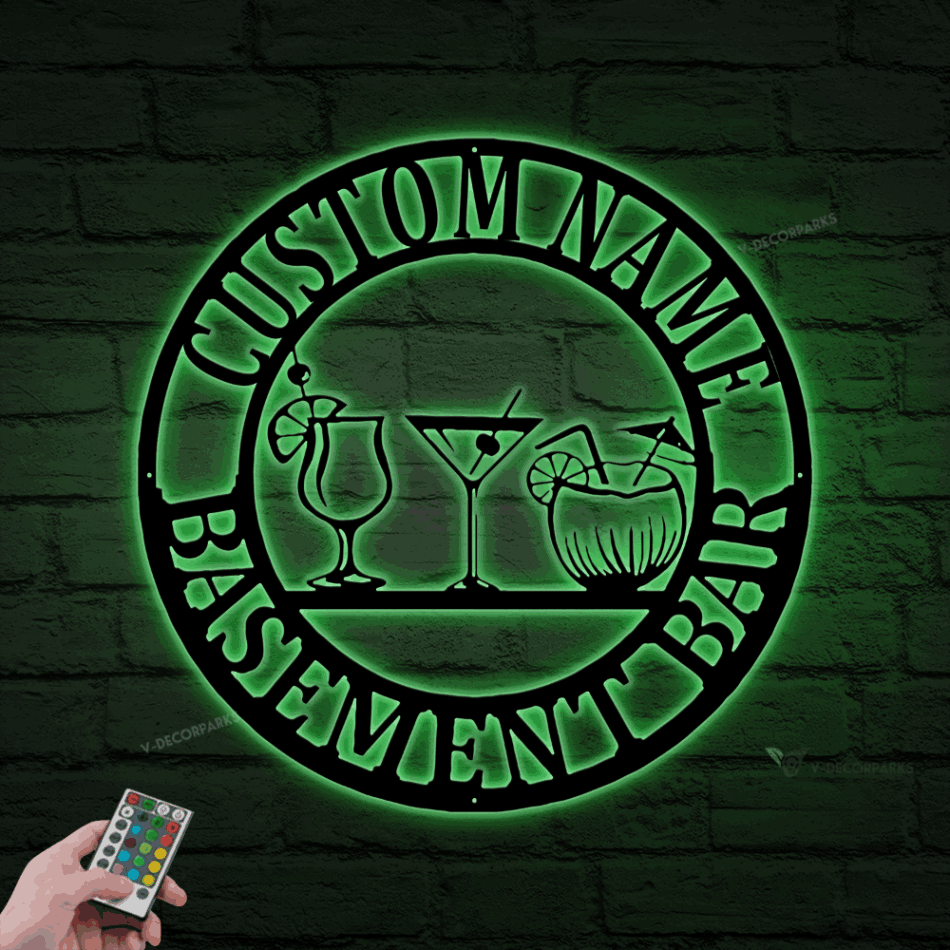 Metal Bar Sign Personalized Bar Theme Sign With Led Lights, Custom Bar ...