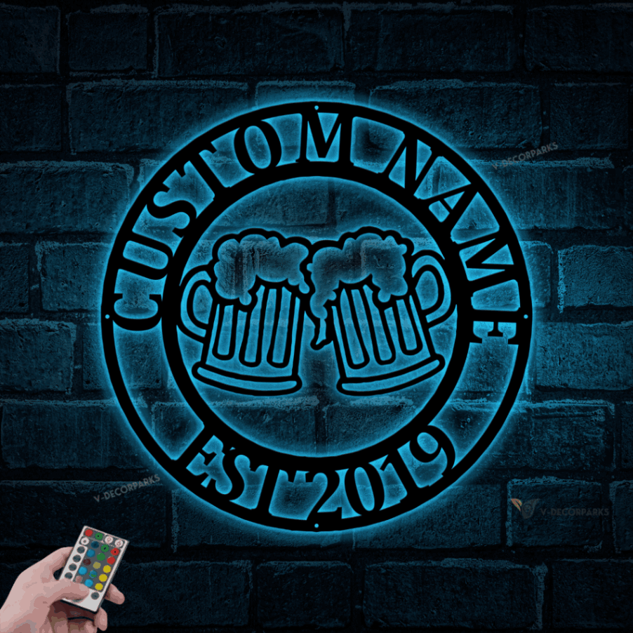 Metal Bar Sign Personalized Bar Theme Sign With Led Lights, Custom Bar ...