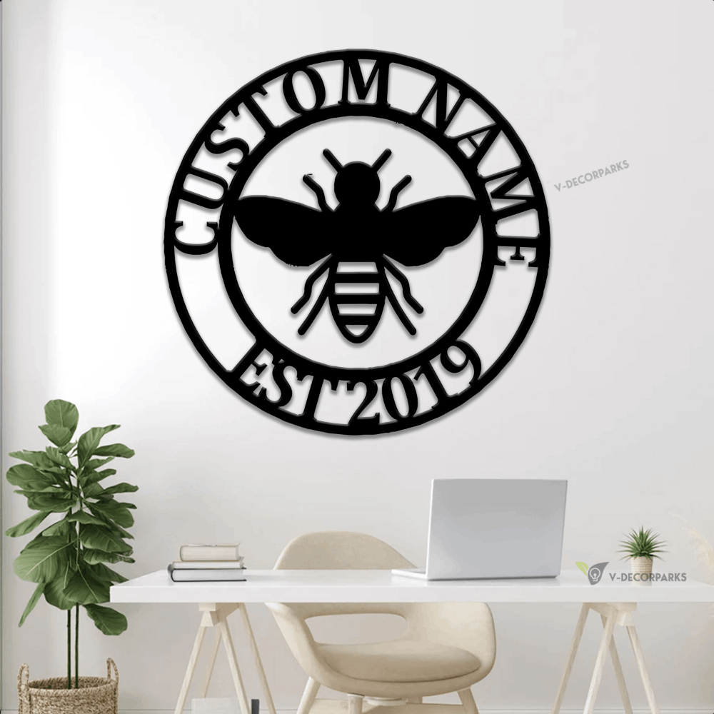 Honey Bee Family Name Established Sign Custom Metal Sign With Led ...