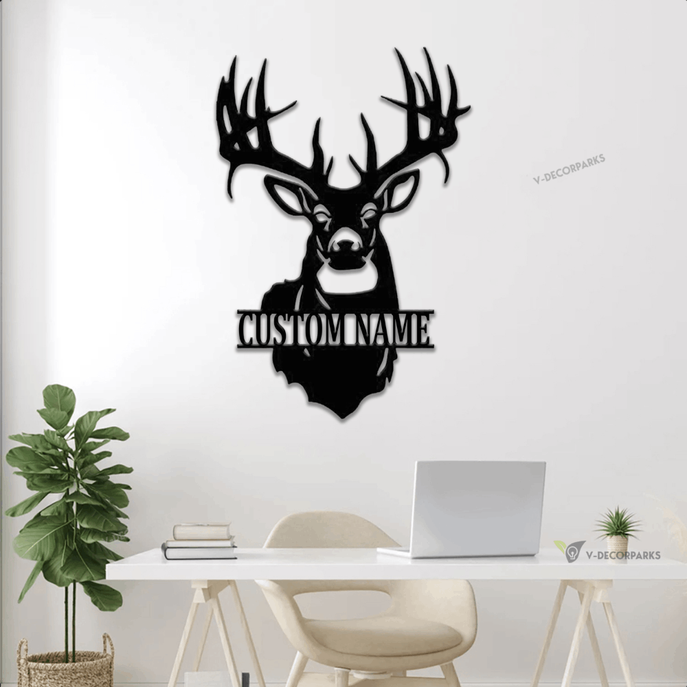Personalized Deer Buck Head Metal Sign With Led Lights, Custom Dear ...