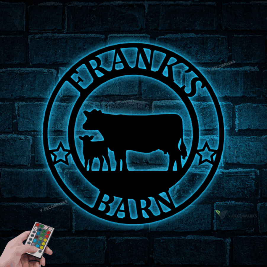 Cow Calf Metal Sign With Led Lights, Custom Cow Calf Farmer Sign ...