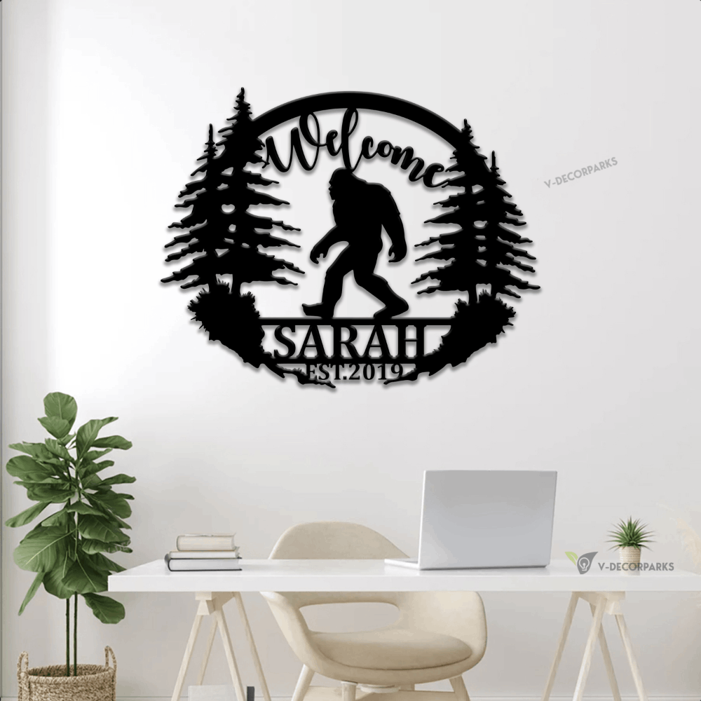 Personalized Big Foot Metal Wall With Led Lights, Custom Family Name ...