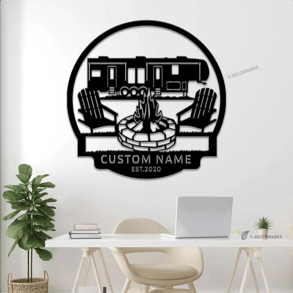 Personalized 2 Doors 5th Wheel Camper Metal Sign With Led Lights ...