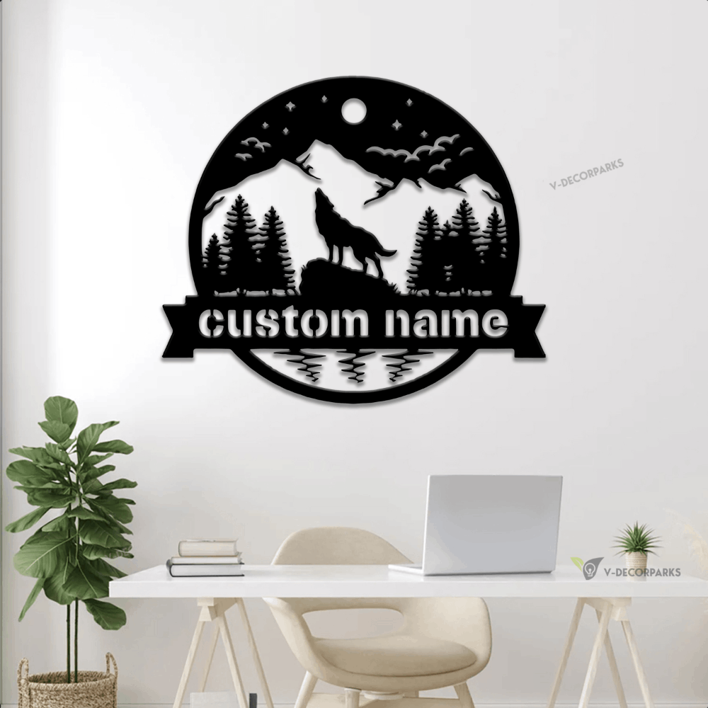 Personalized Wolf Name Metal Sign With Led Lights, Custom Wolf Name ...