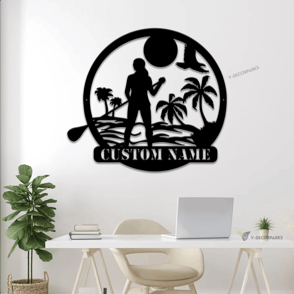 Waterboard Metal Wall Art With Led Lights, Paddle Board Sign ...