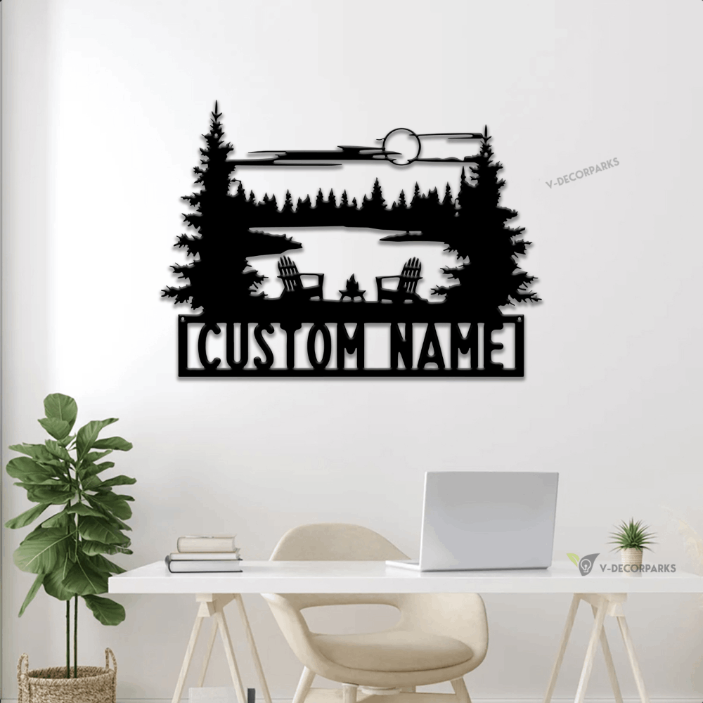 Personalized Fire Pit Metal Sign With Led Lights, Custom Camping Name ...