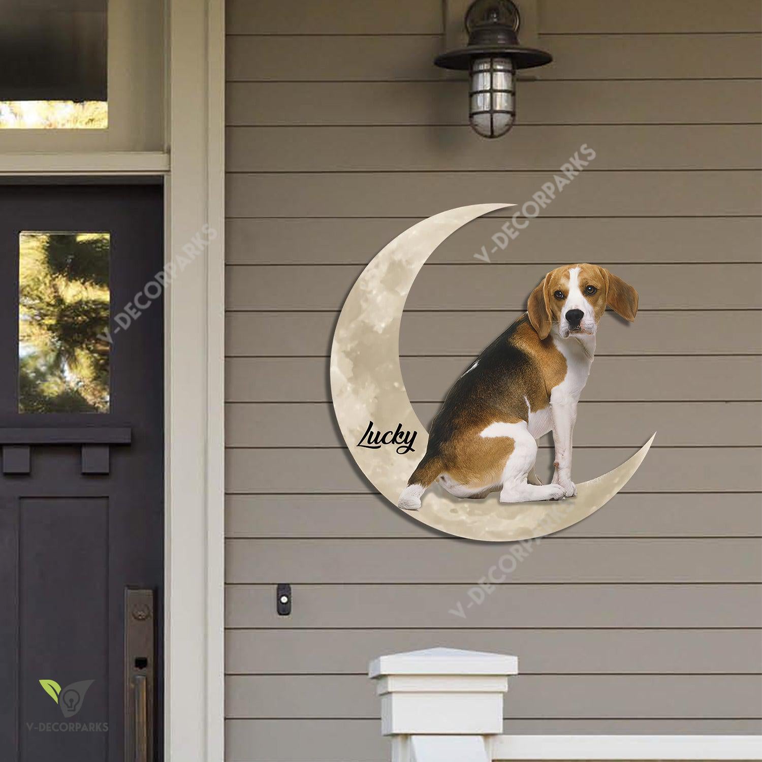 Beagle And Moon Personalized Metal Sign, Dog Lovers Gift | Nalaprint