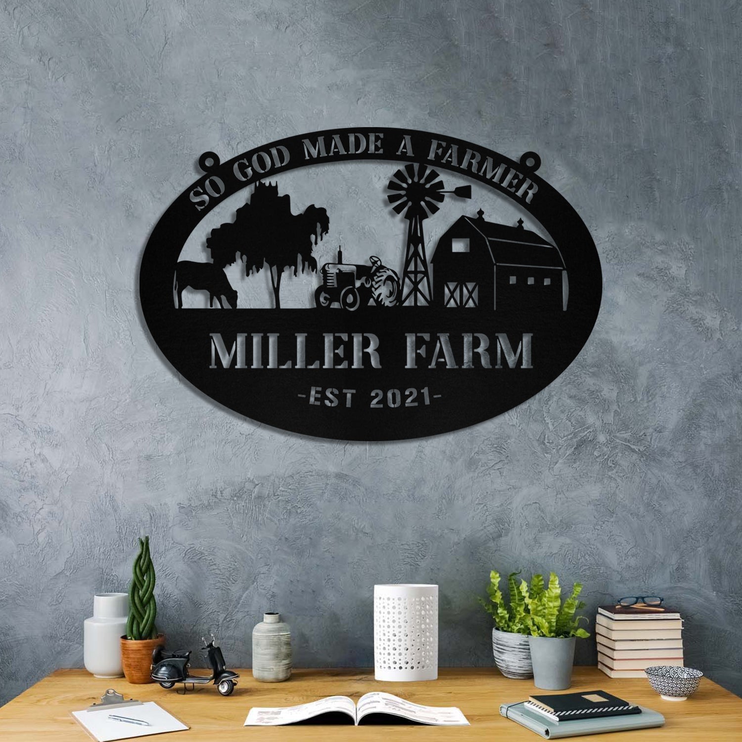 Metal Farm Sign Barn Tractor Monogram, Custom Farmhouse, Wall Decor ...