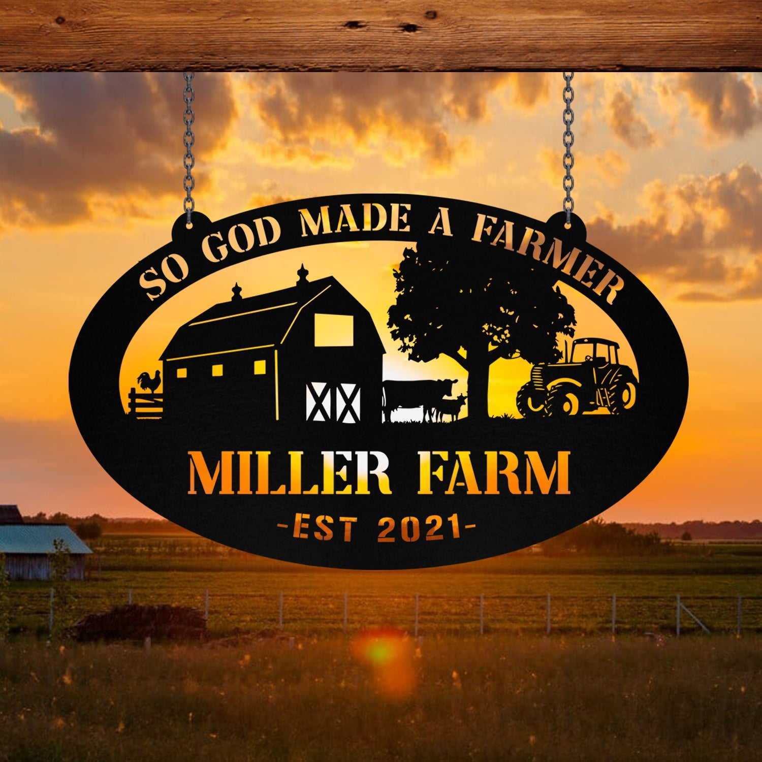 Personalized Metal Farm Sign Barn Cow Rooster Monogram, Custom ...