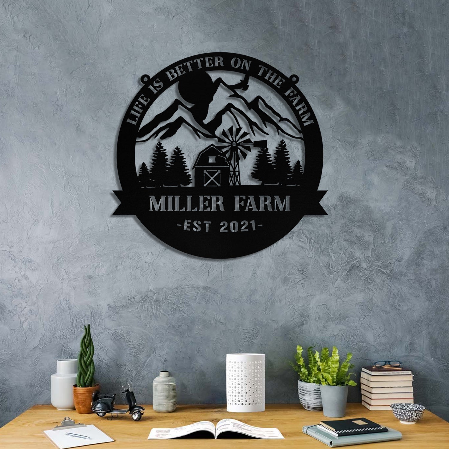 Metal Farm Sign Barn Monogram, Custom Outdoor Farmhouse, Front Gate ...