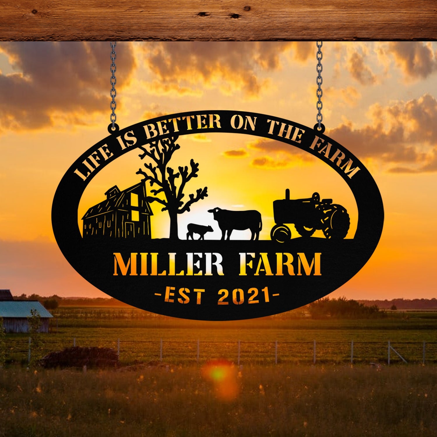 Personalized Metal Farm Sign Barn Cow Tractor Monogram, Outdoor ...