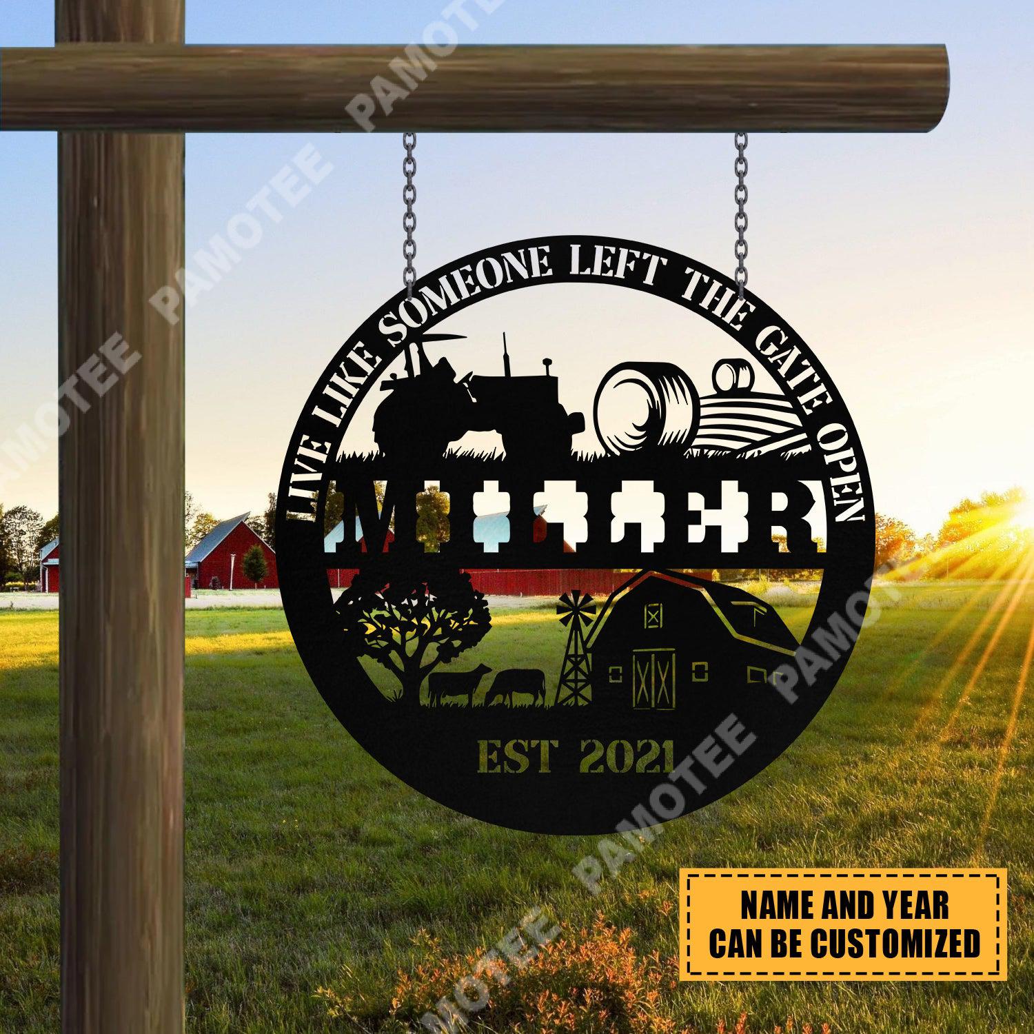 Metal Farm Sign Barn Cow Tractor Monogram, Custom Outdoor Farmhouse ...