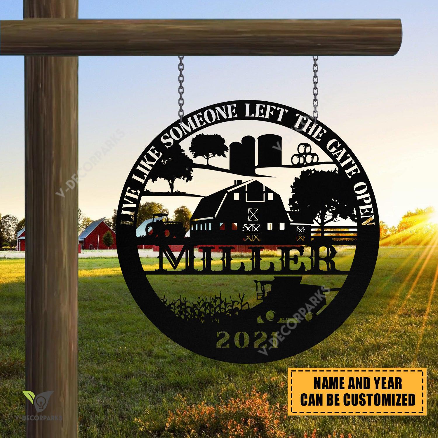 Personalized Metal Farm Sign Grain Bin Tractor Monogram | Nalaprint