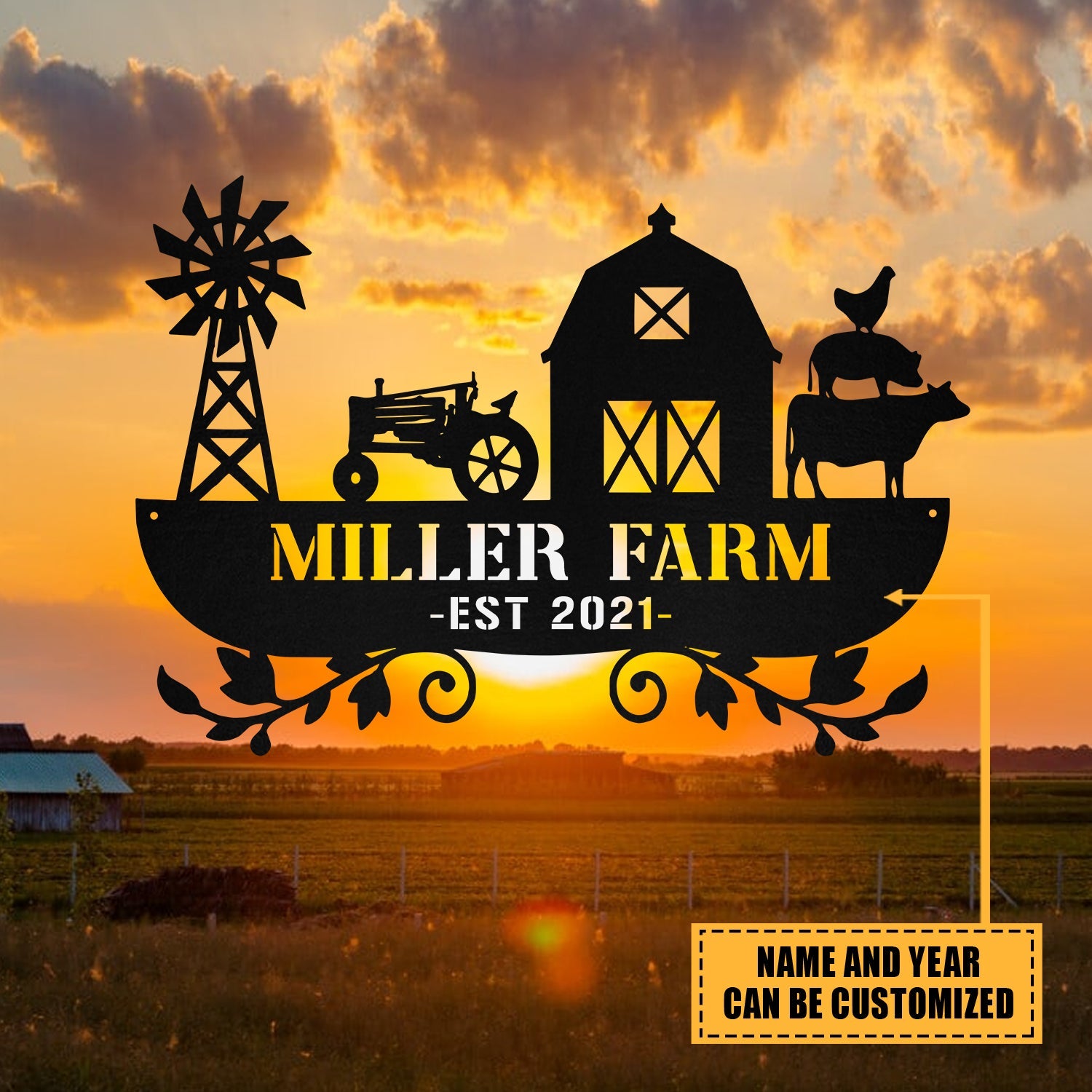 Personalized Metal Farm Sign Barn Cow Cattle Pig Rooster Chicken ...