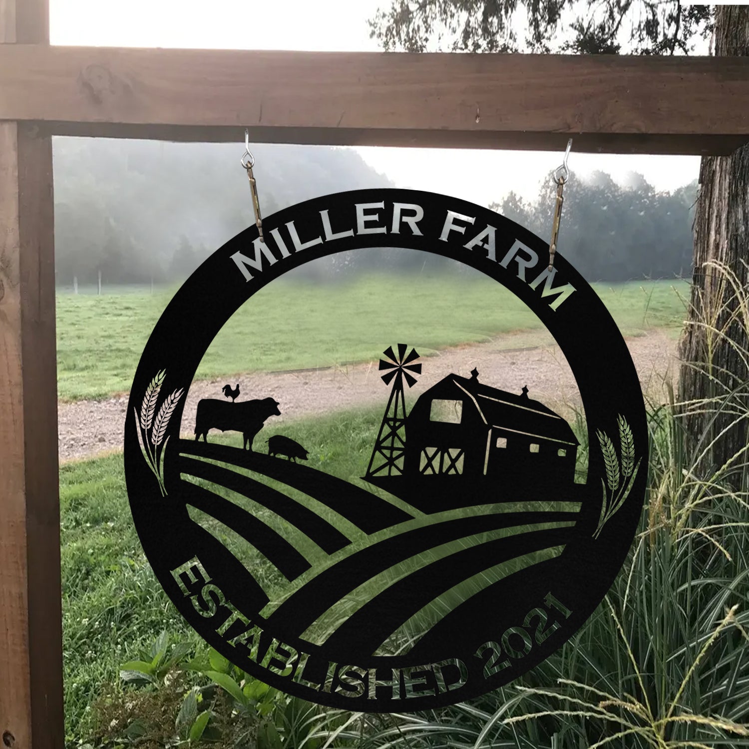 Personalized Metal Farm Sign Barn Cow Cattle, Custom Outdoor Front Gate ...