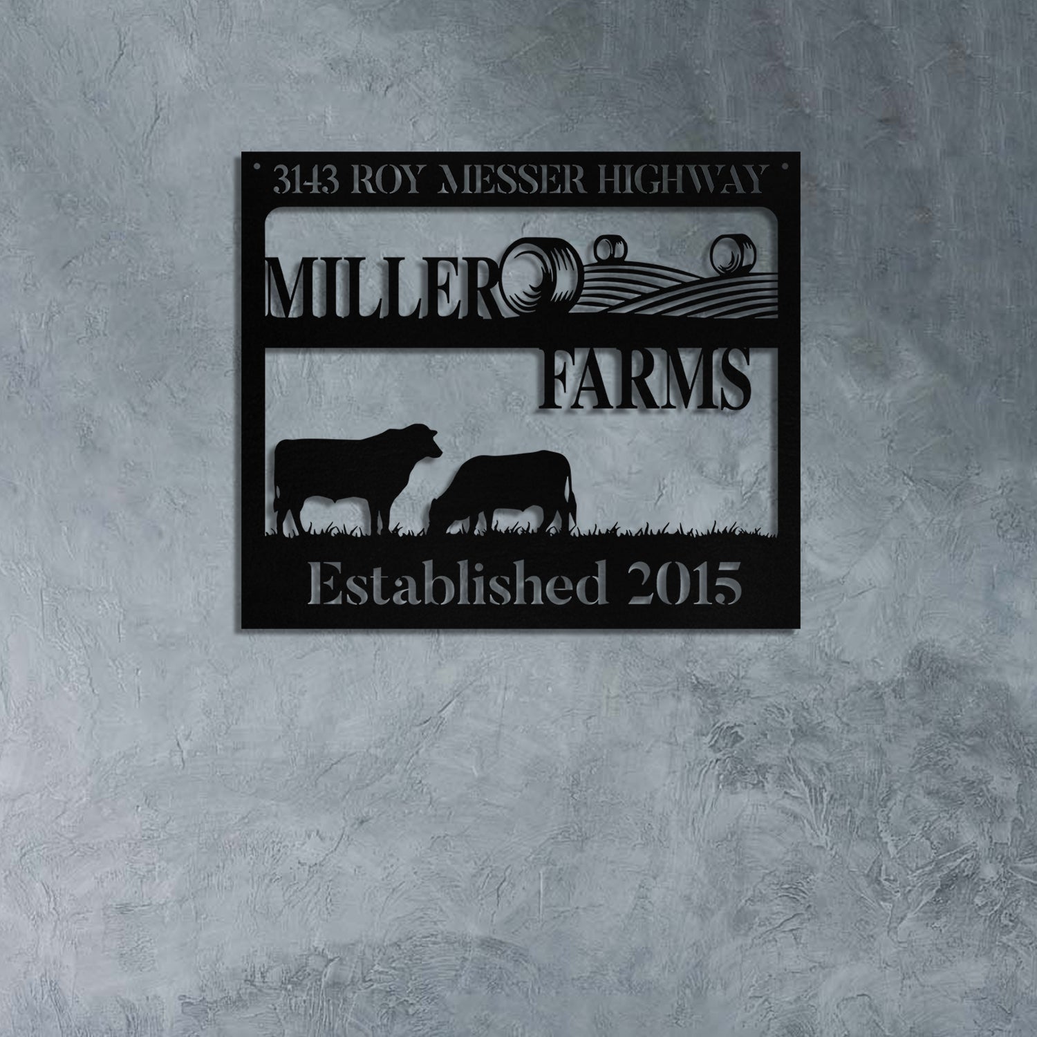 Personalized Metal Farm Sign Barn Cow Cattle Monogram | Nalaprint