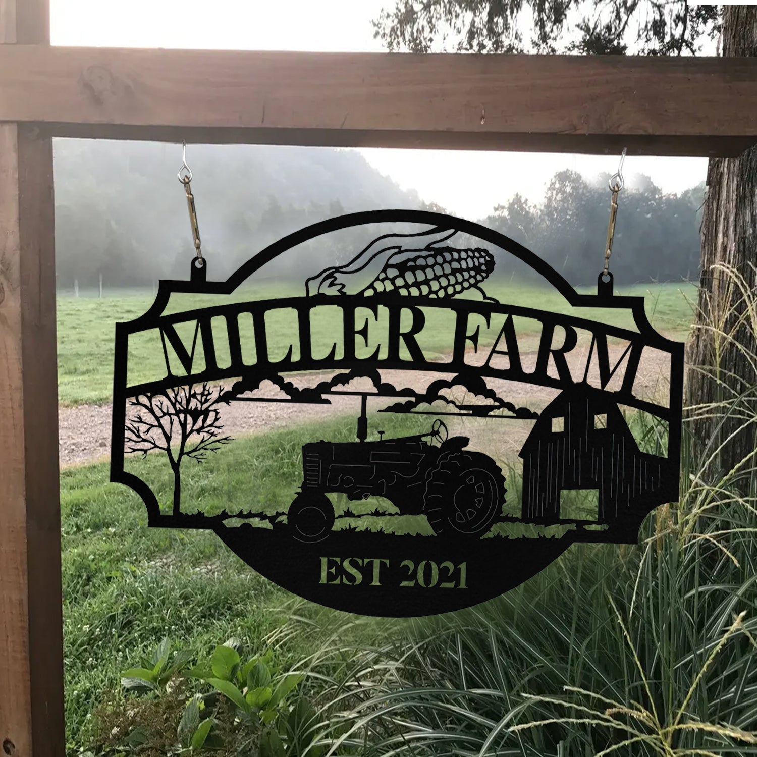 Metal Farm Sign Barn Corn Tractor Monogram, Custom Farmhouse, Wall ...