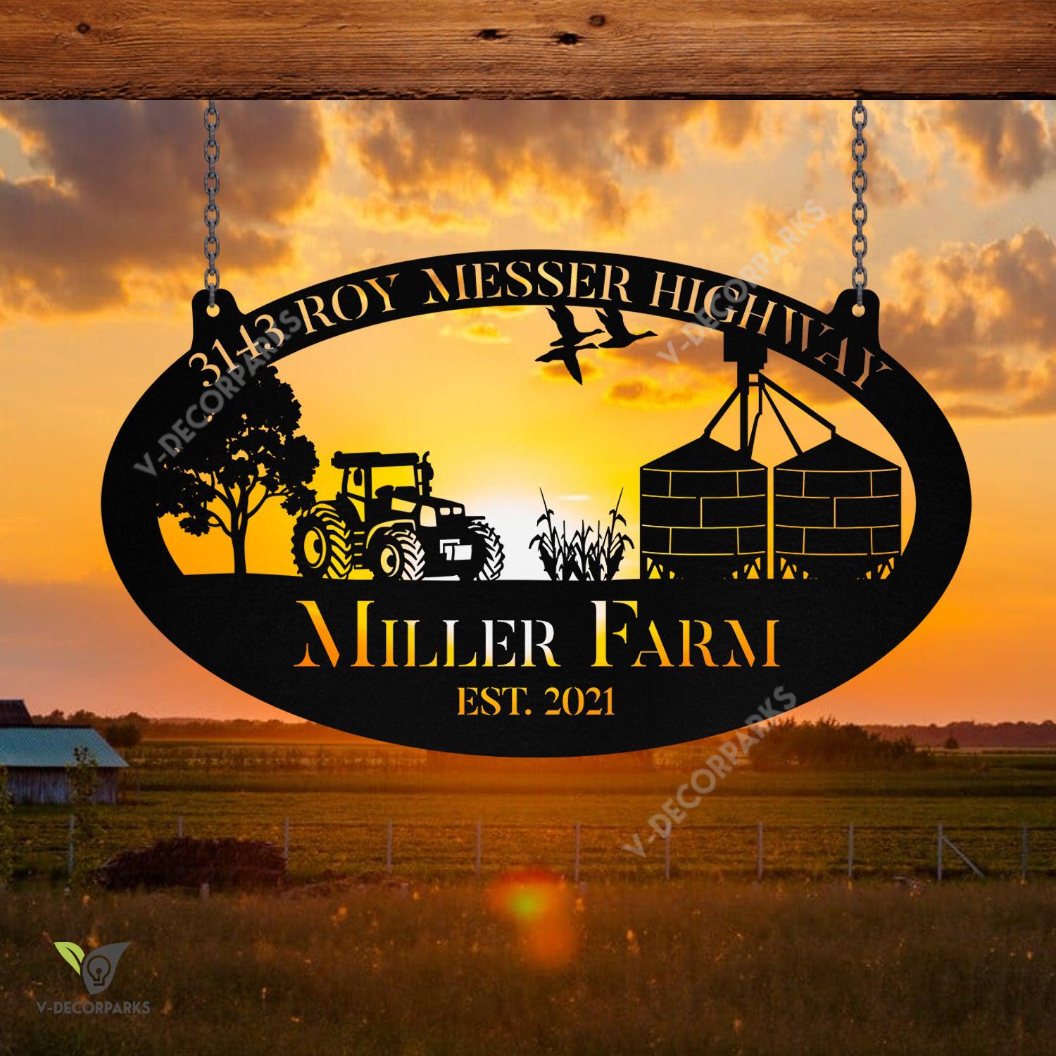 Personalized Metal Farm Sign Grain Bin Tractor, Custom Outdoor Front ...