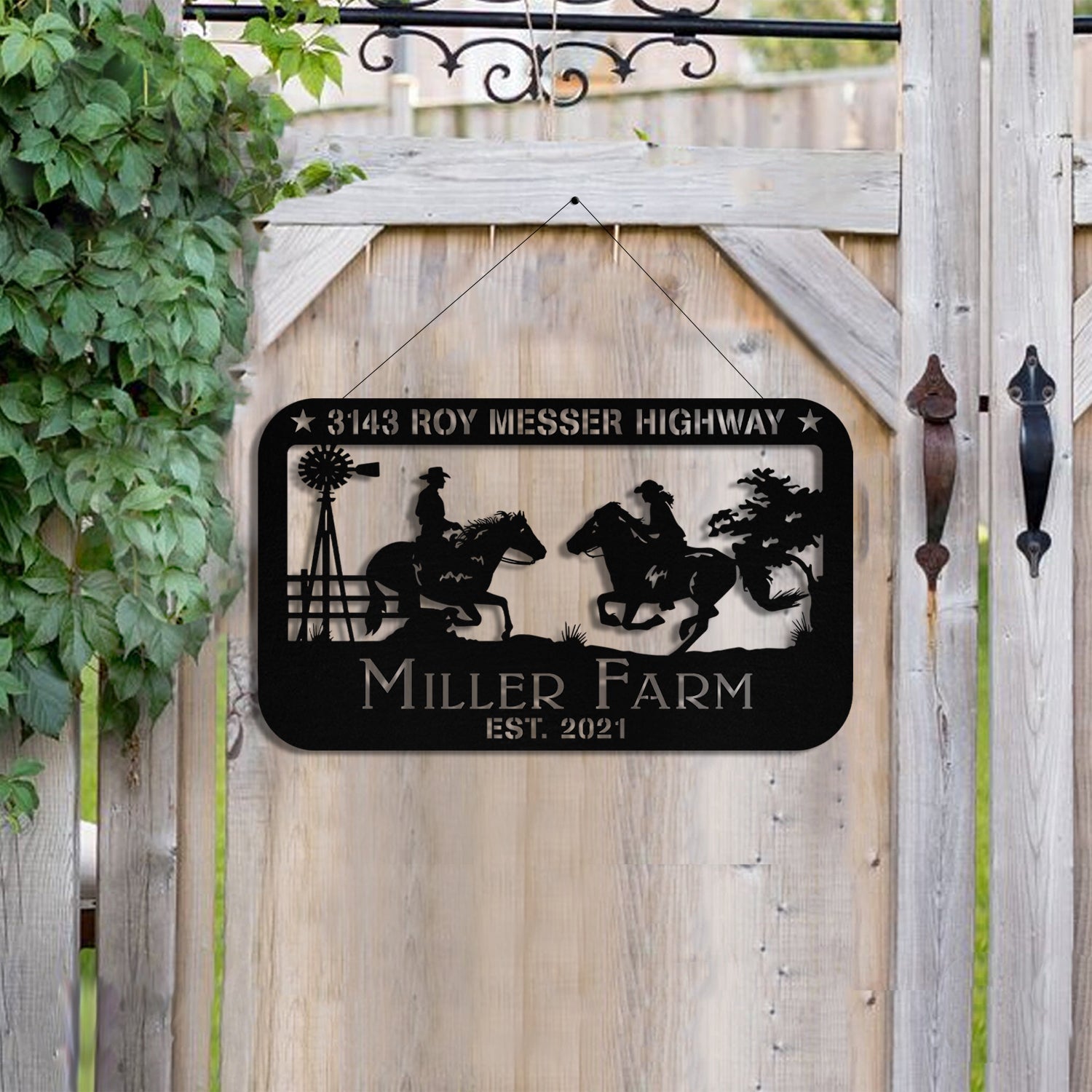 Personalized Metal Horse Rider Sign, Custom Outdoor, Farmhouse | Nalaprint