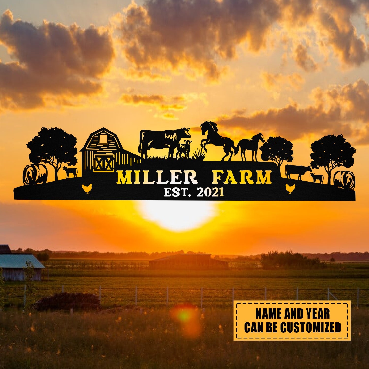 Personalized Metal Farm Sign Barn Cow Horse Chicken Tractor Monogram ...