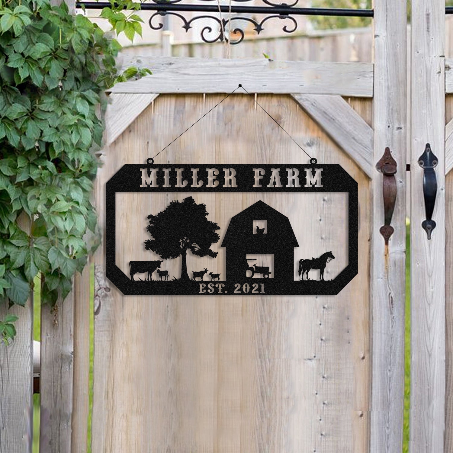 Personalized Metal Farm Sign Horse Cow Goat Chicken Monogram | Nalaprint