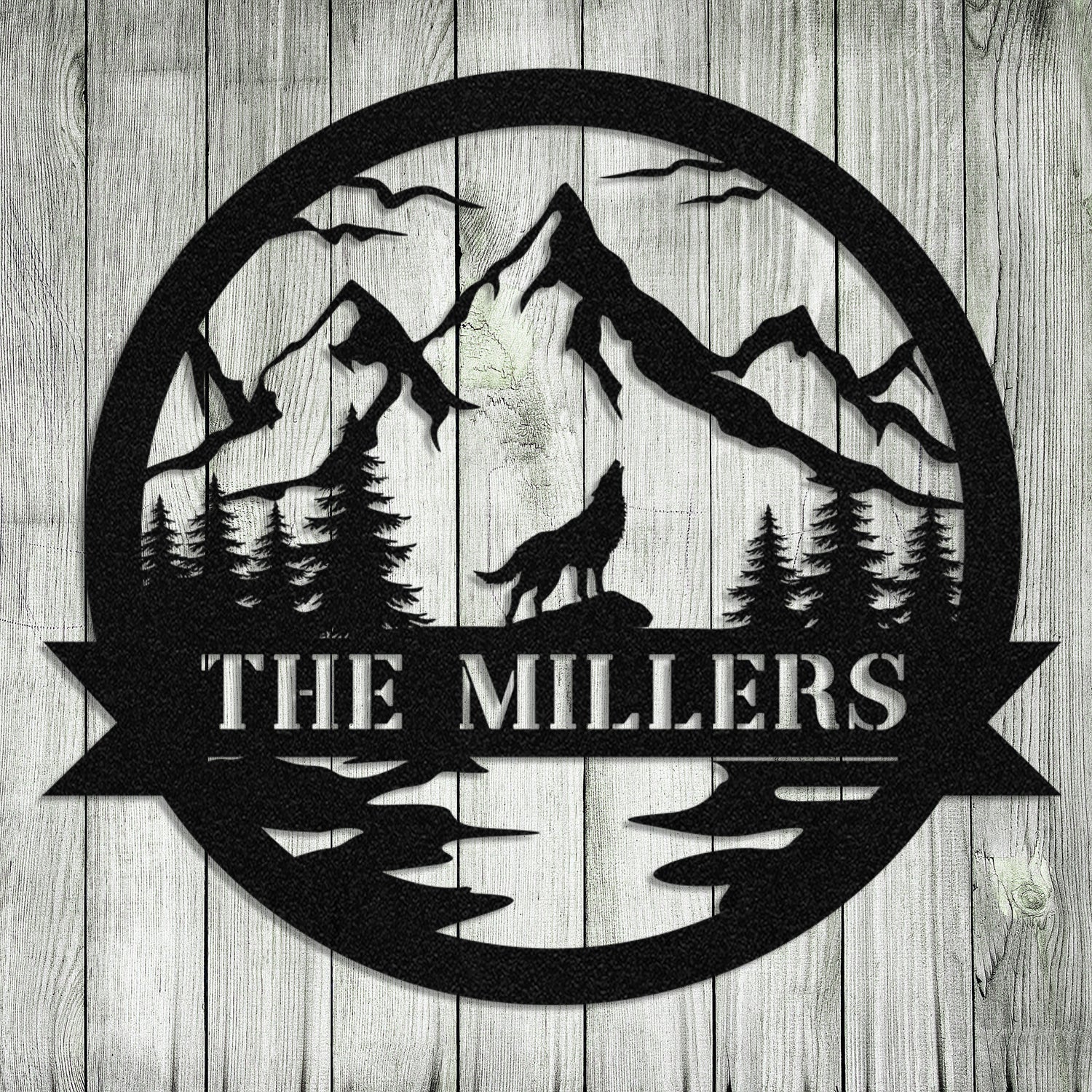 Personalized Family Name Wolf Deer Hunting Hunter Metal Sign | Nalaprint