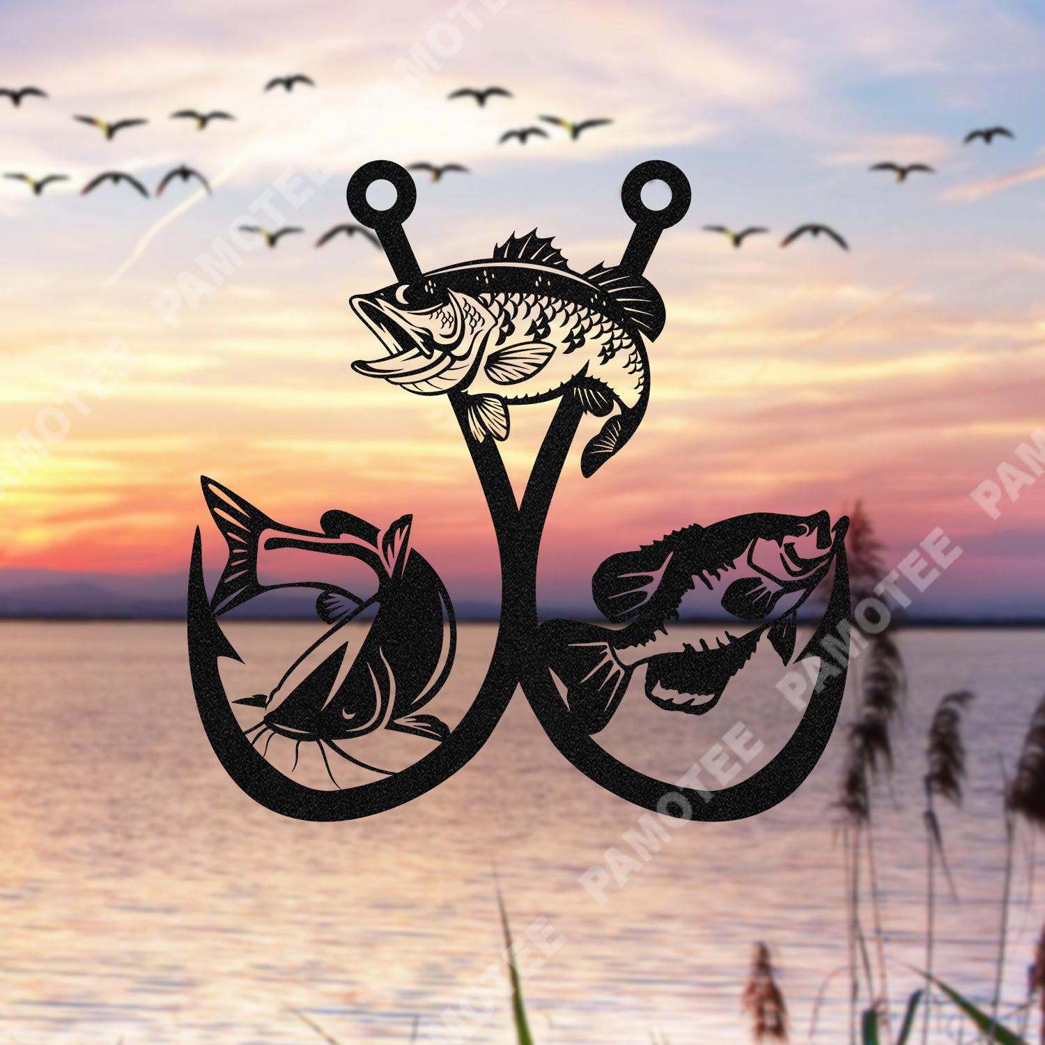 Hook Catfish Crappie Bass Fish Fishing Metal Sign | Nalaprint