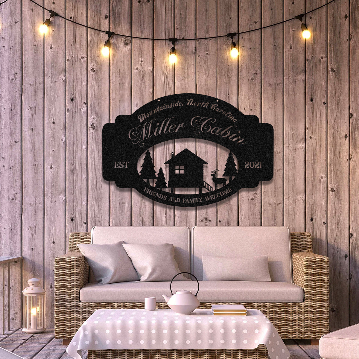 Personalized Deer Cabin Metal Sign, Customized Hunting Wall Decor ...