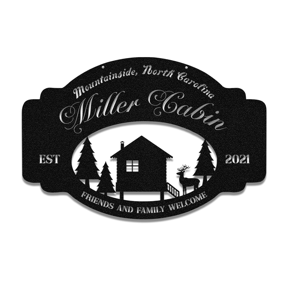 Personalized Deer Cabin Metal Sign, Customized Hunting Wall Decor ...