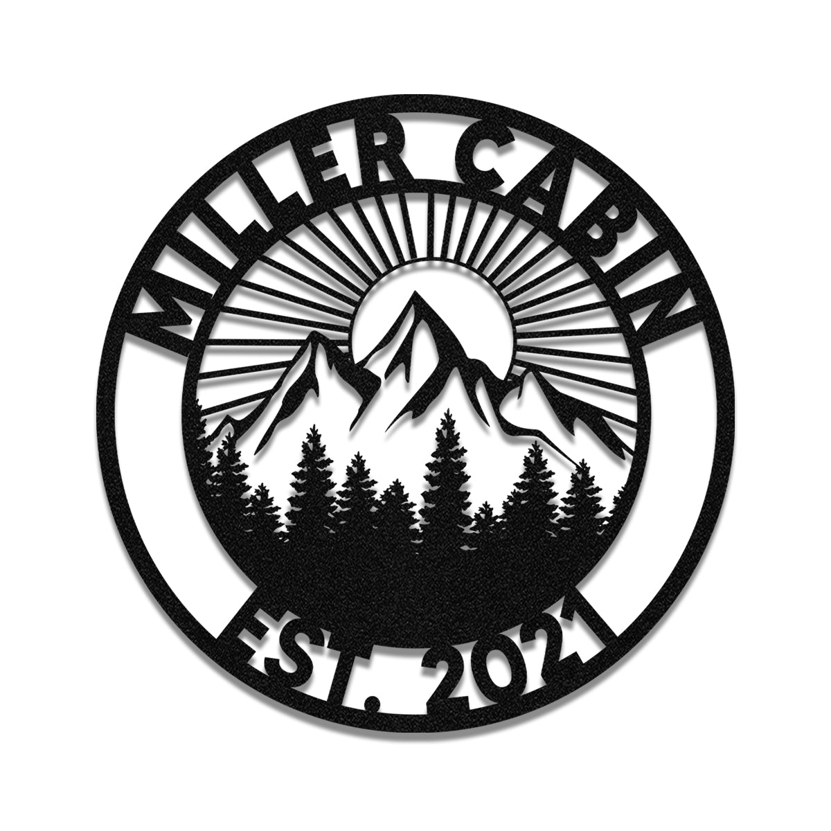 Personalized Name Date Mountain Cabin Metal Sign, Lodge Wall Decor For ...