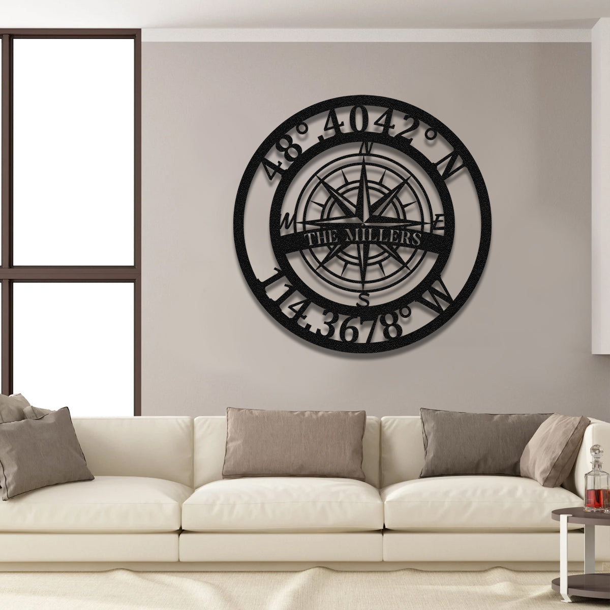 Personalized Text Gps Nautical Compass Lake House Metal Sign | Nalaprint